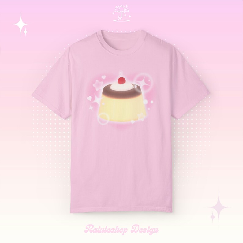 Kawaii Pudding T-shirt Cute Flan Tshirt Japanese Dessert Graphic Shirt ...