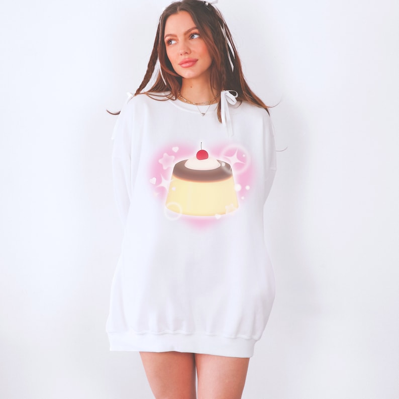 Kawaii Pudding Sweatshirt Harajuku Flan Sweater Cute Japanese Dessert ...