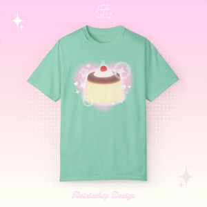 Kawaii Pudding T-shirt Cute Flan Tshirt Japanese Dessert Graphic Shirt ...