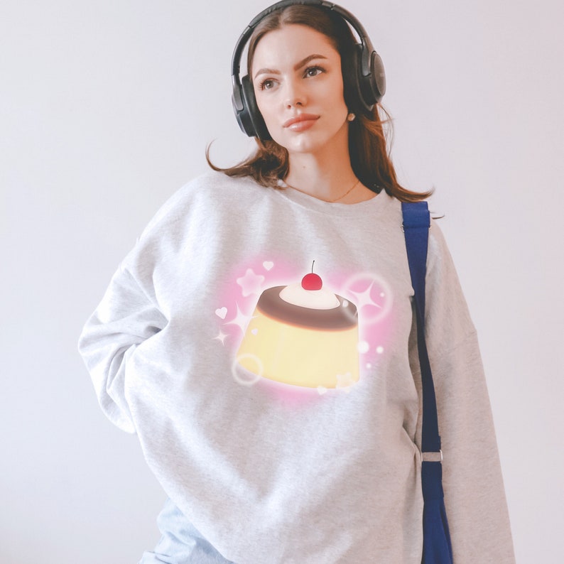 Kawaii Pudding Sweatshirt Harajuku Flan Sweater Cute Japanese Dessert ...