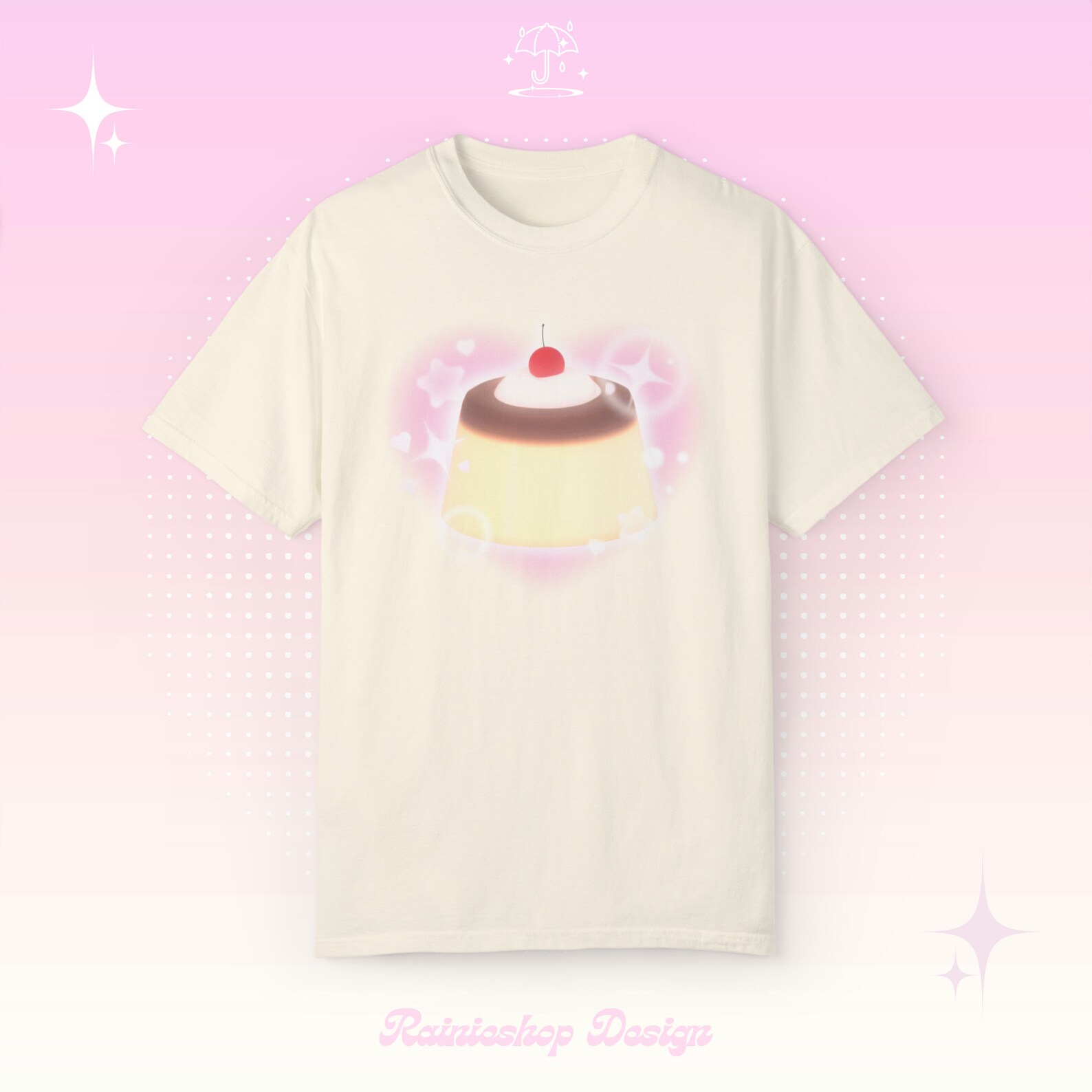 Kawaii Pudding T-shirt Cute Flan Tshirt Japanese Dessert Graphic Shirt ...
