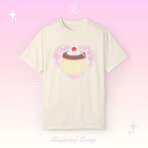 Kawaii Pudding T-shirt Cute Flan Tshirt Japanese Dessert Graphic Shirt ...