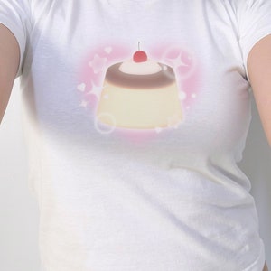 Kawaii Pudding Baby Tee Cute Flan Tshirt Japanese Dessert Graphic Shirt ...