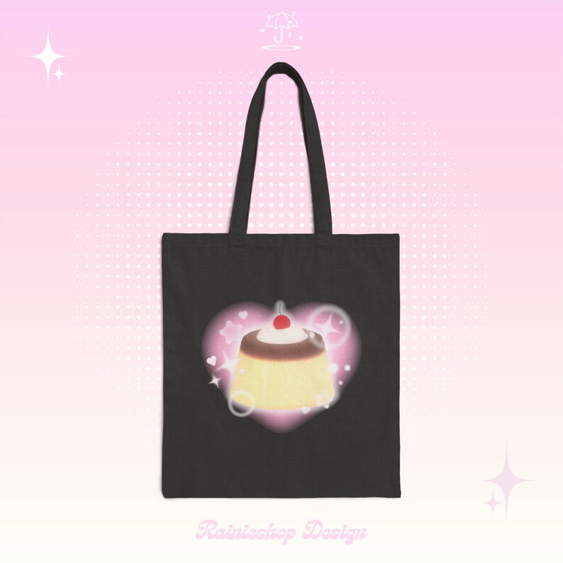 Kawaii Flan Tote Bag Cute Pudding Canvas Totebag Japanese Dessert Tote ...