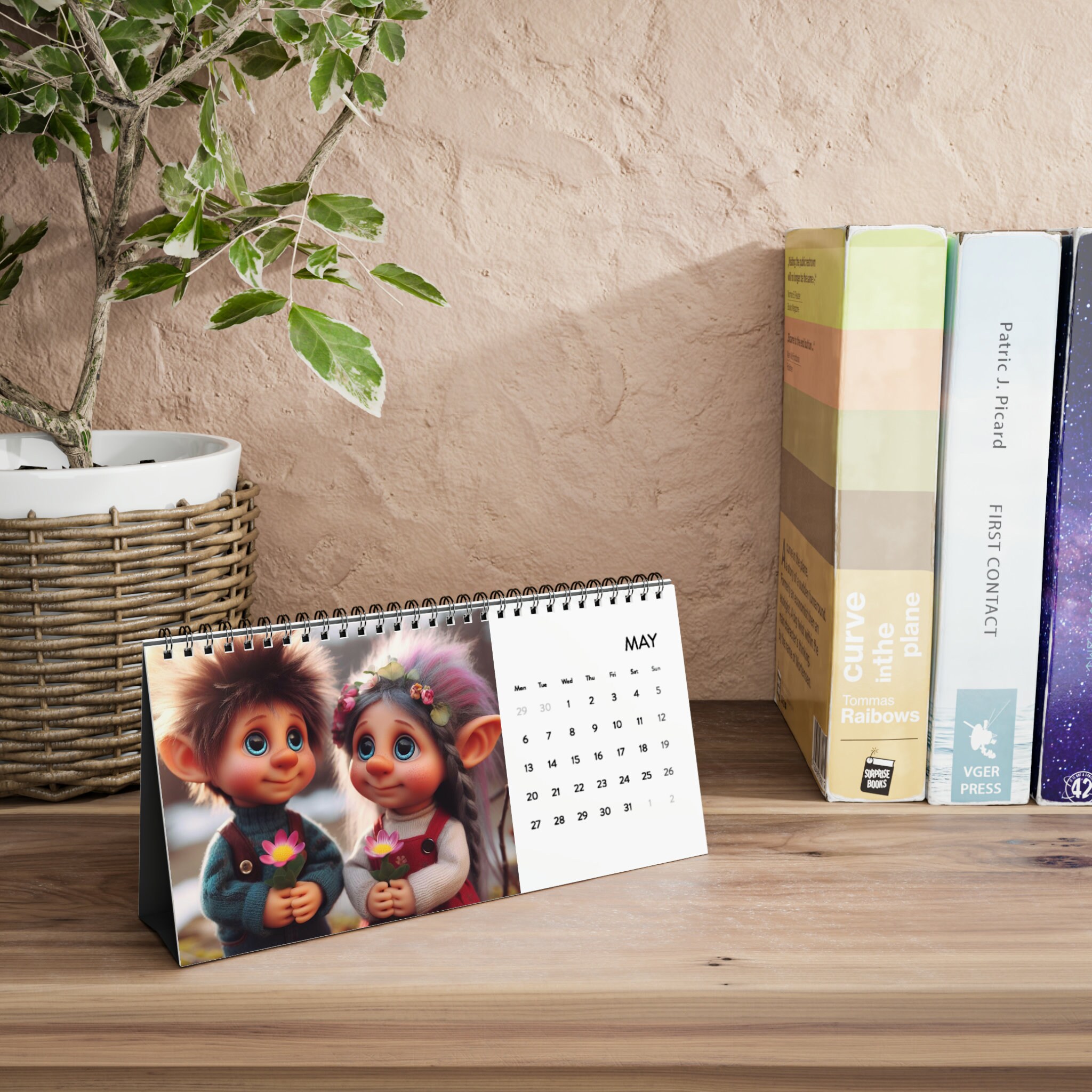 Desk Calendar for 2024 With Happy Cute Trolls for the New Year or ...