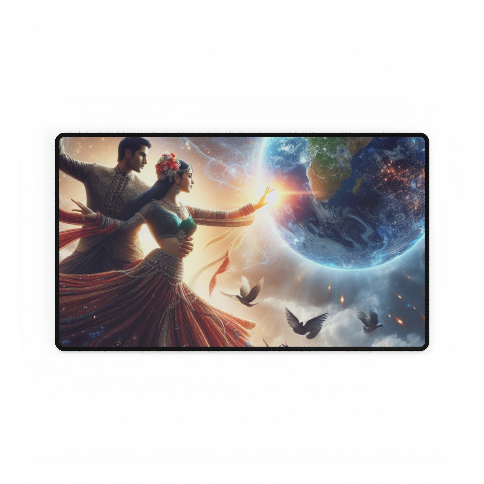 Desk Mats With Print of Planet Earth, Universe and a Couple Dancing for ...
