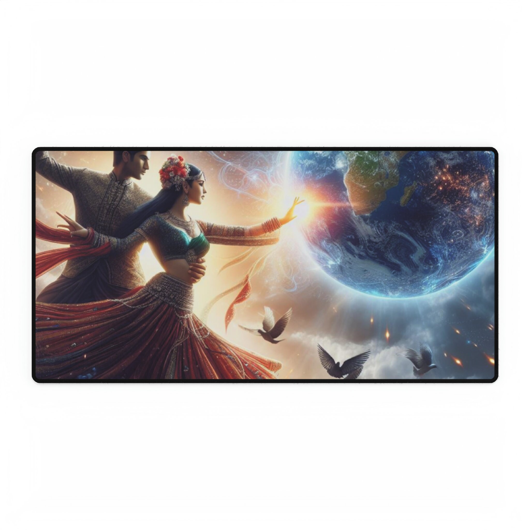 Desk Mats With Print of Planet Earth, Universe and a Couple Dancing for ...
