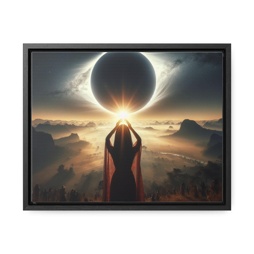 Canvas Wraps Solar Eclipse Art Print With Frame for Wall Decor and ...