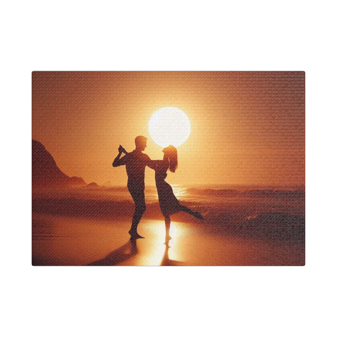Canvas Wrap Couple Dancing on a Beach With the Sun, Romance, for Home ...