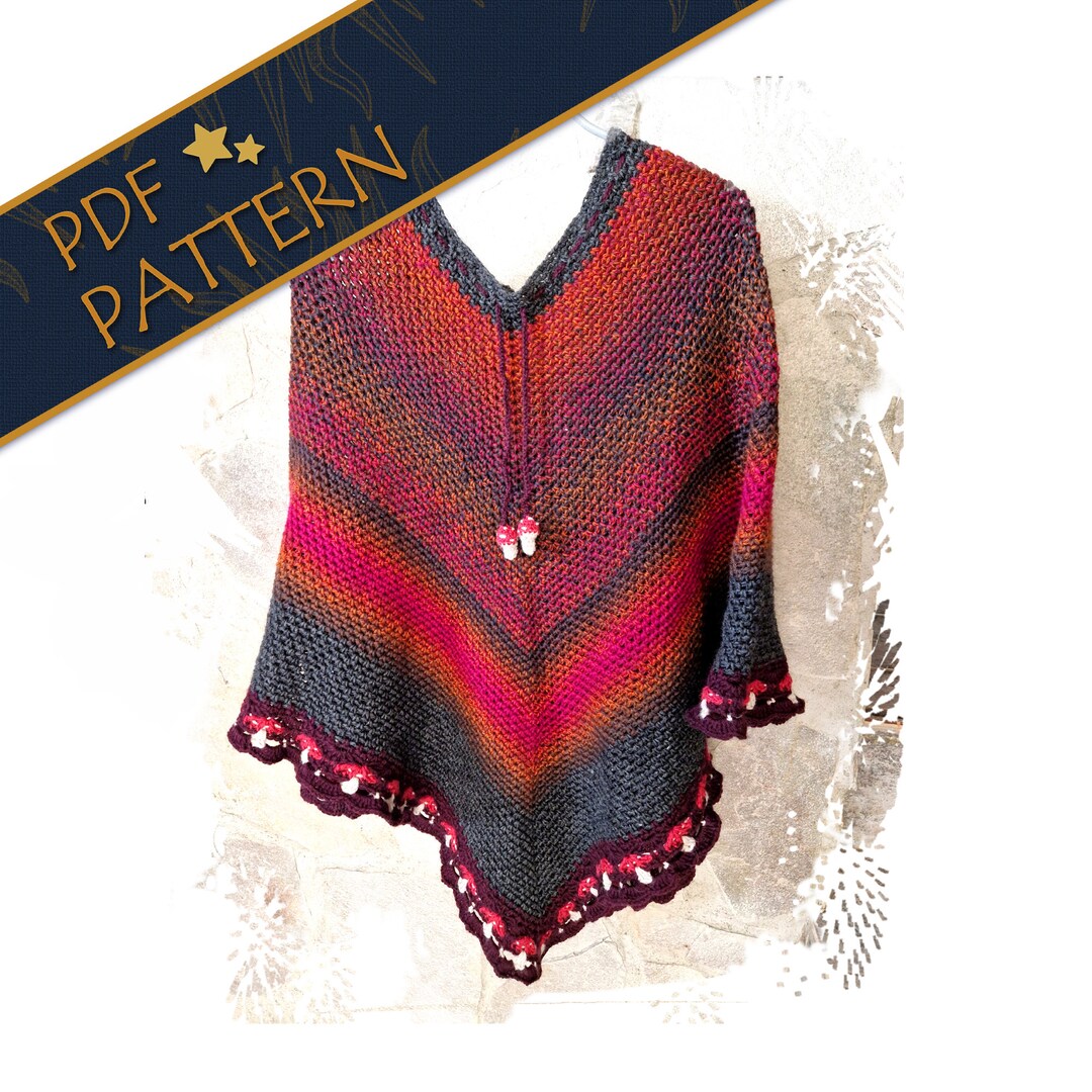 Mushroom Poncho Crochet Pattern: Cottagecore Fly Amanita Charms (PDF ...