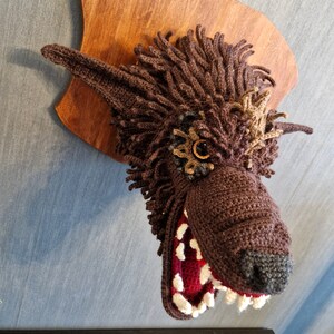 Werewolf Head Mounted Trophy Crochet Pattern - Advanced Fantasy Wall ...
