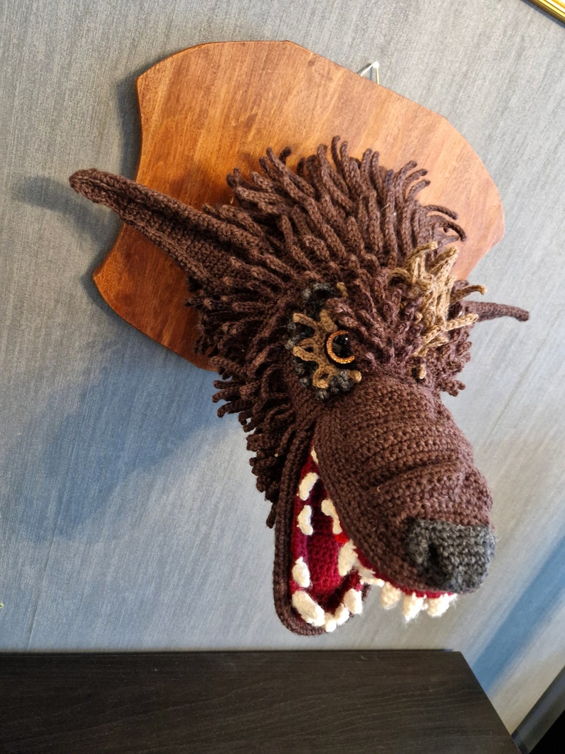Werewolf Head Mounted Trophy Crochet Pattern Advanced Fantasy Wall ...
