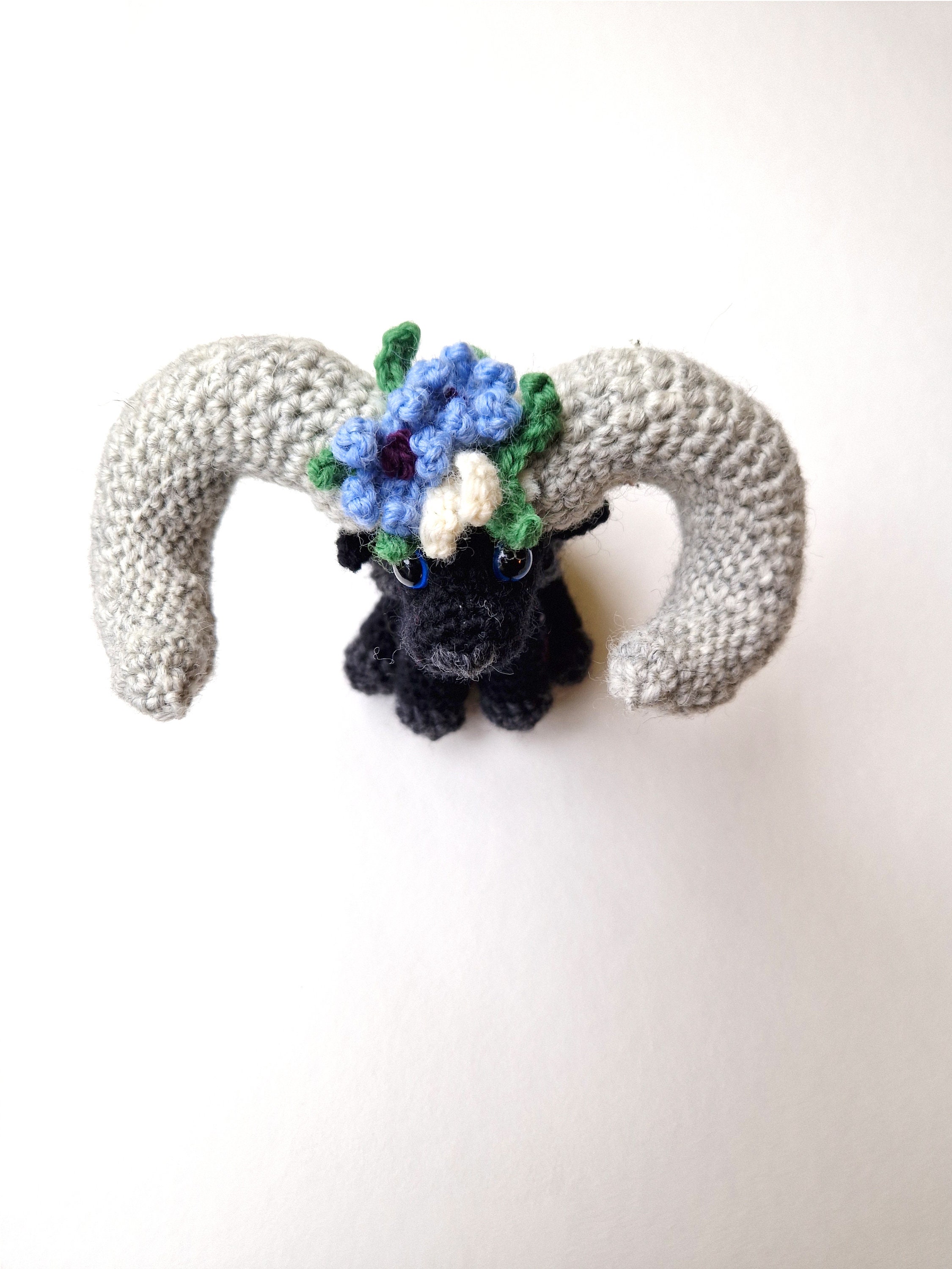 Summer Ram Amigurumi Crochet Pattern Great Horned Plushie With a Flower ...