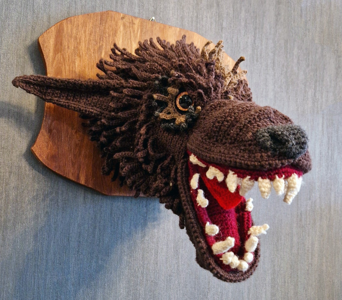 Werewolf Head Mounted Trophy Crochet Pattern Advanced Fantasy Wall ...