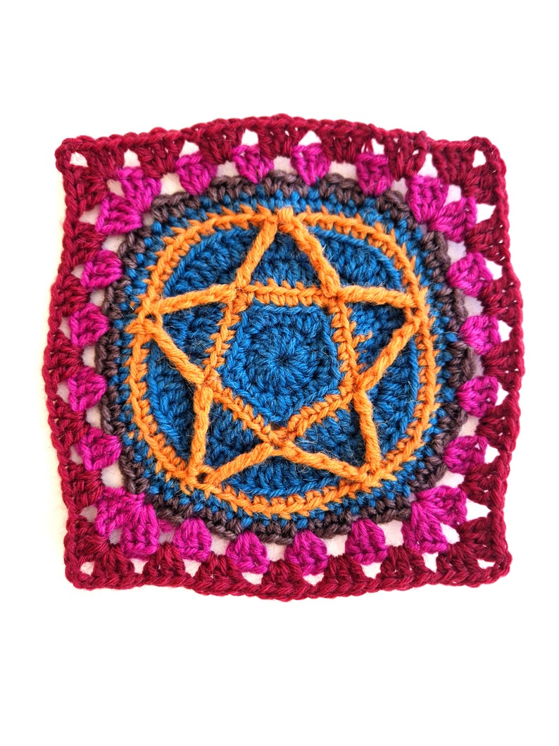Pentacle/pentagram Crochet Pattern - Witchy Granny Square, Applique Patch or Coaster - Etsy