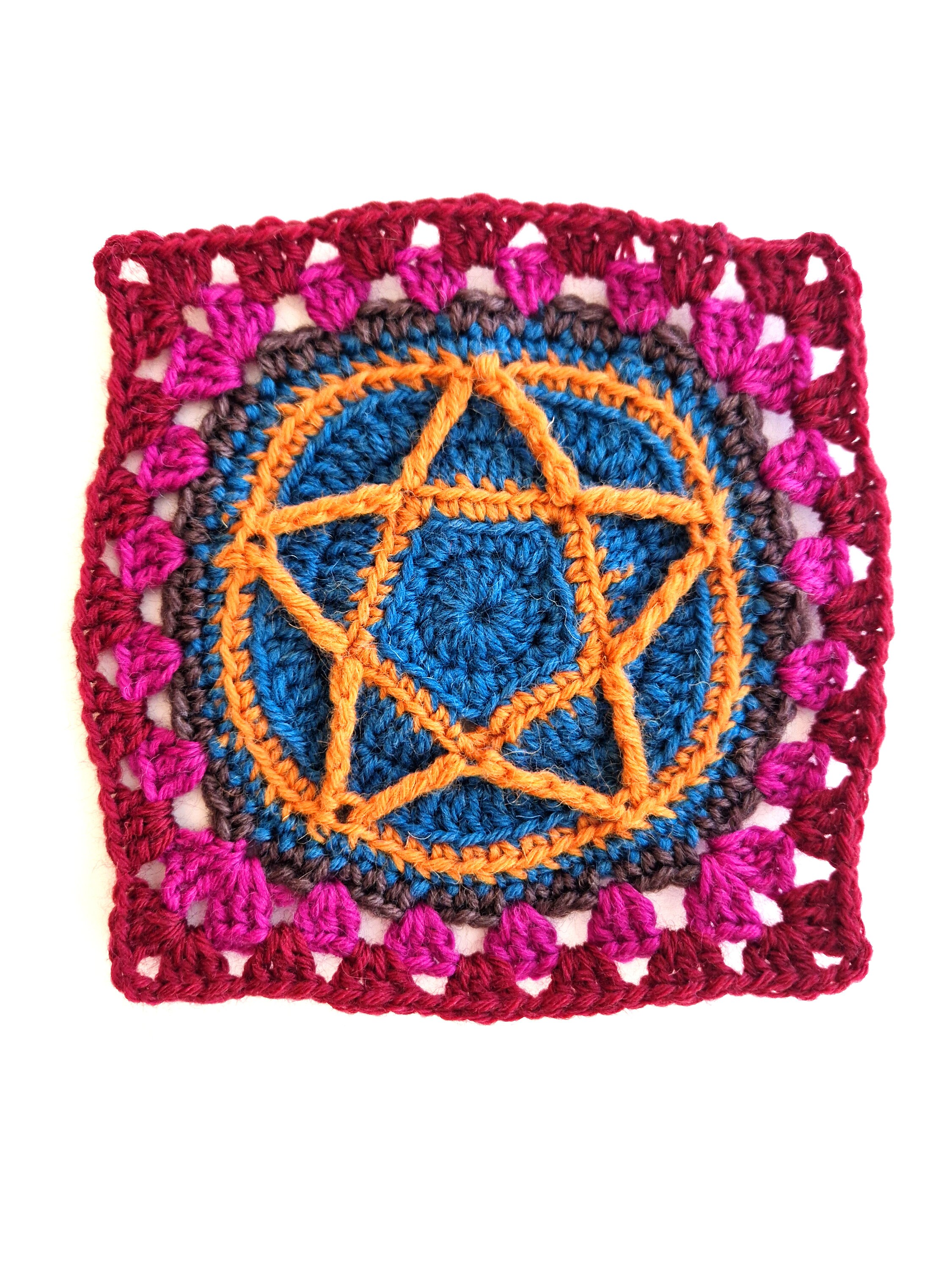 Pentacle/pentagram Crochet Pattern Witchy Granny Square, Applique Patch ...
