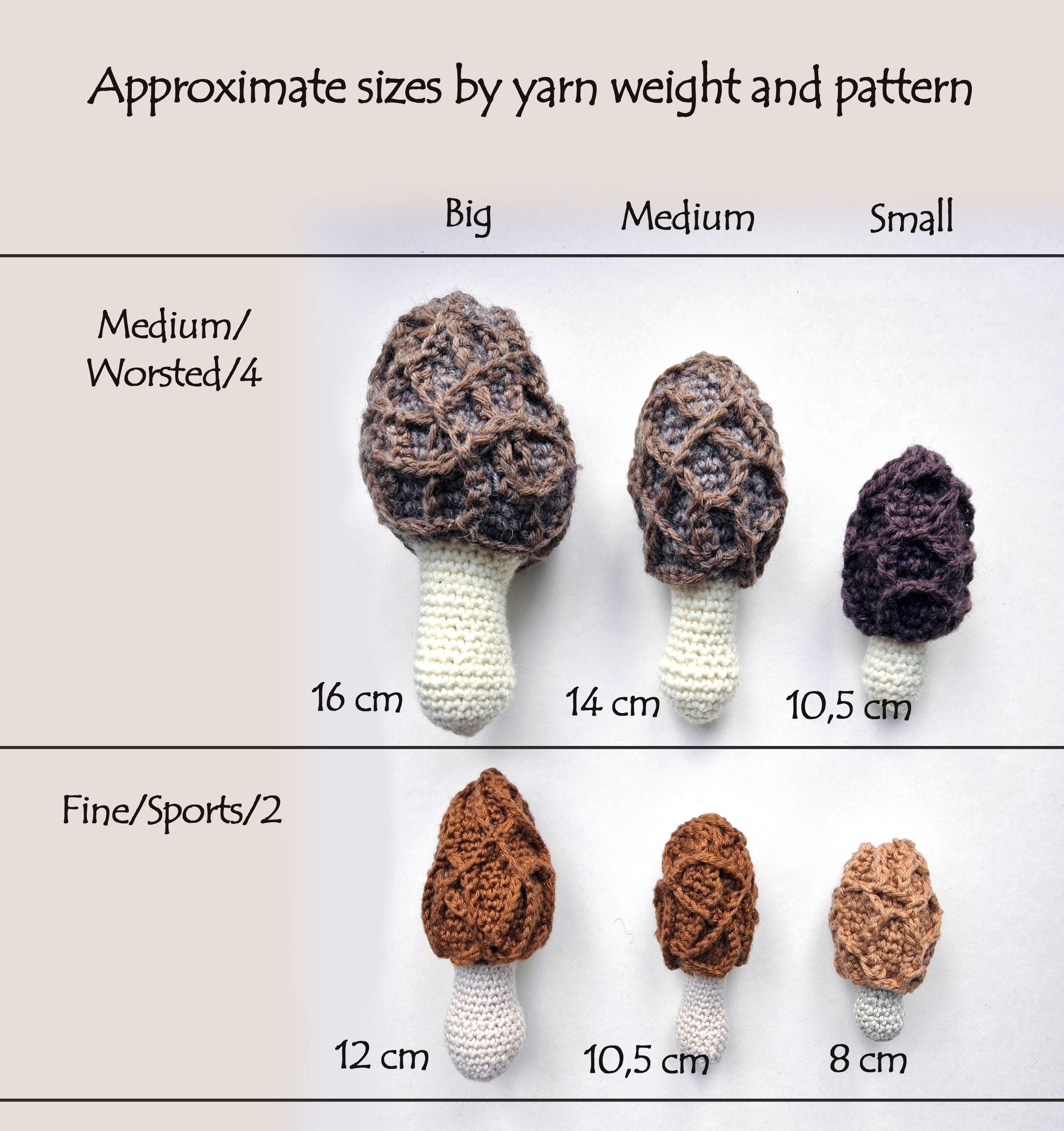 Morel Mushroom Crochet Pattern - 3 Different Sizes - Forager's Favorite ...