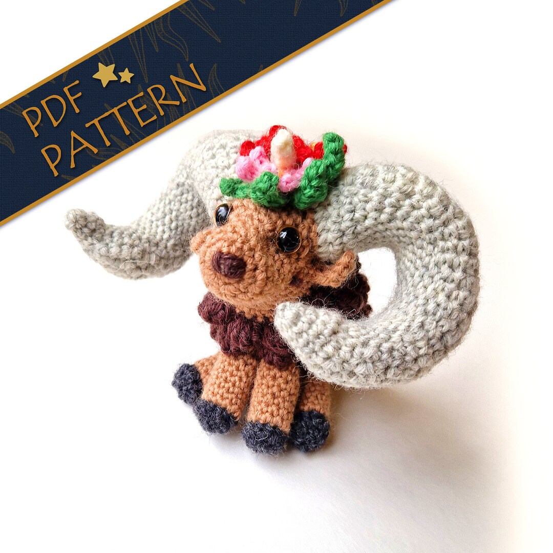Summer Ram Amigurumi Crochet Pattern - Great Horned Plushie With a ...