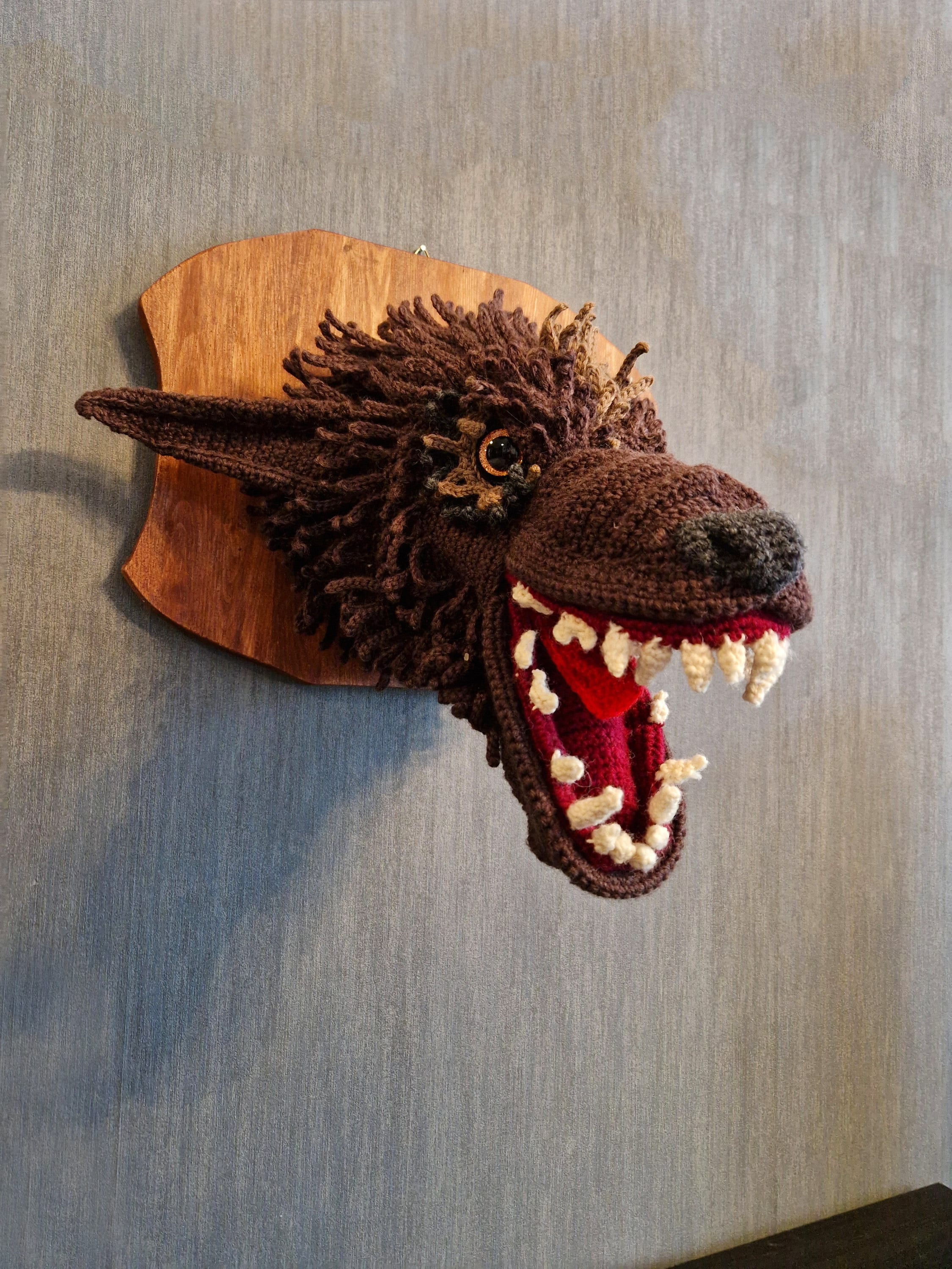 Werewolf Head Mounted Trophy Crochet Pattern Advanced Fantasy Wall ...