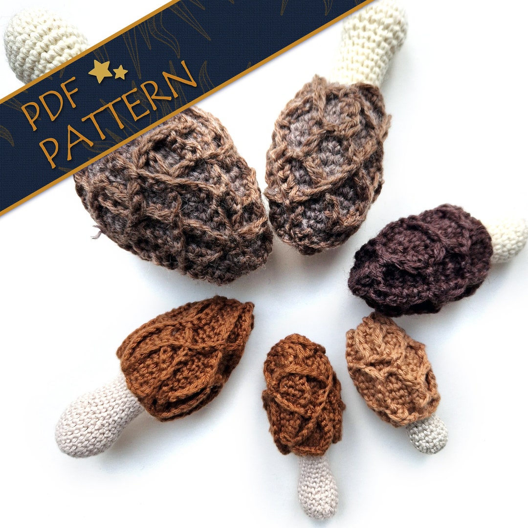 Morel Mushroom Crochet Pattern - 3 Different Sizes - Forager's Favorite ...