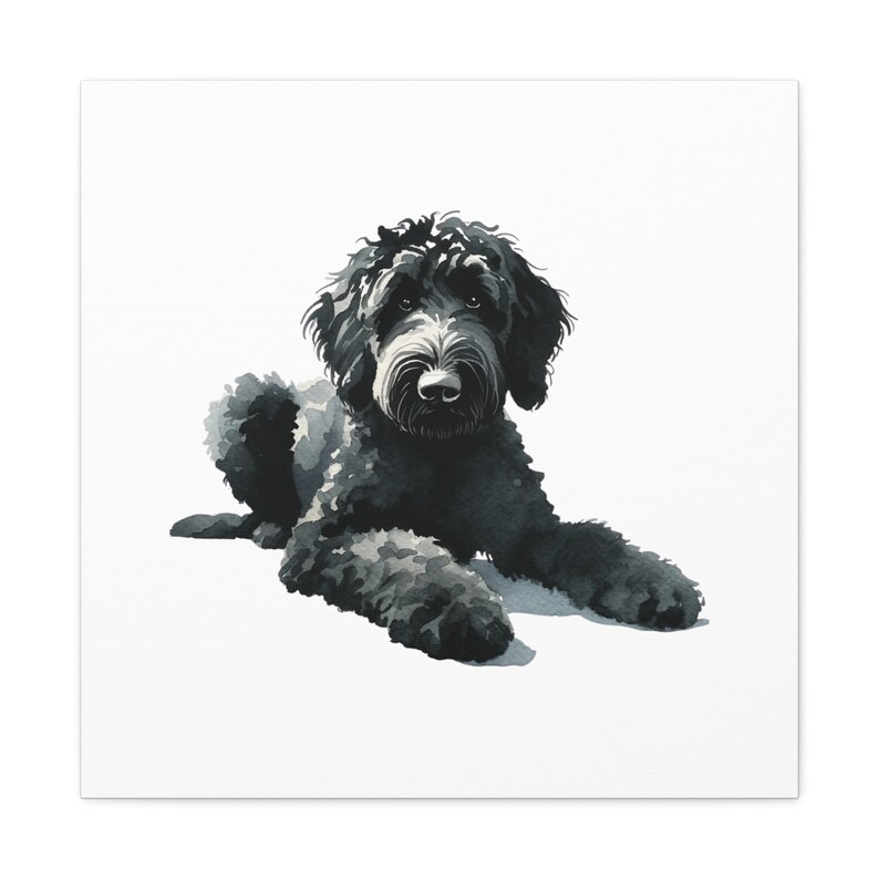 Personalized Black Goldendoodle or Labradoodle Watercolor Design Canvas ...
