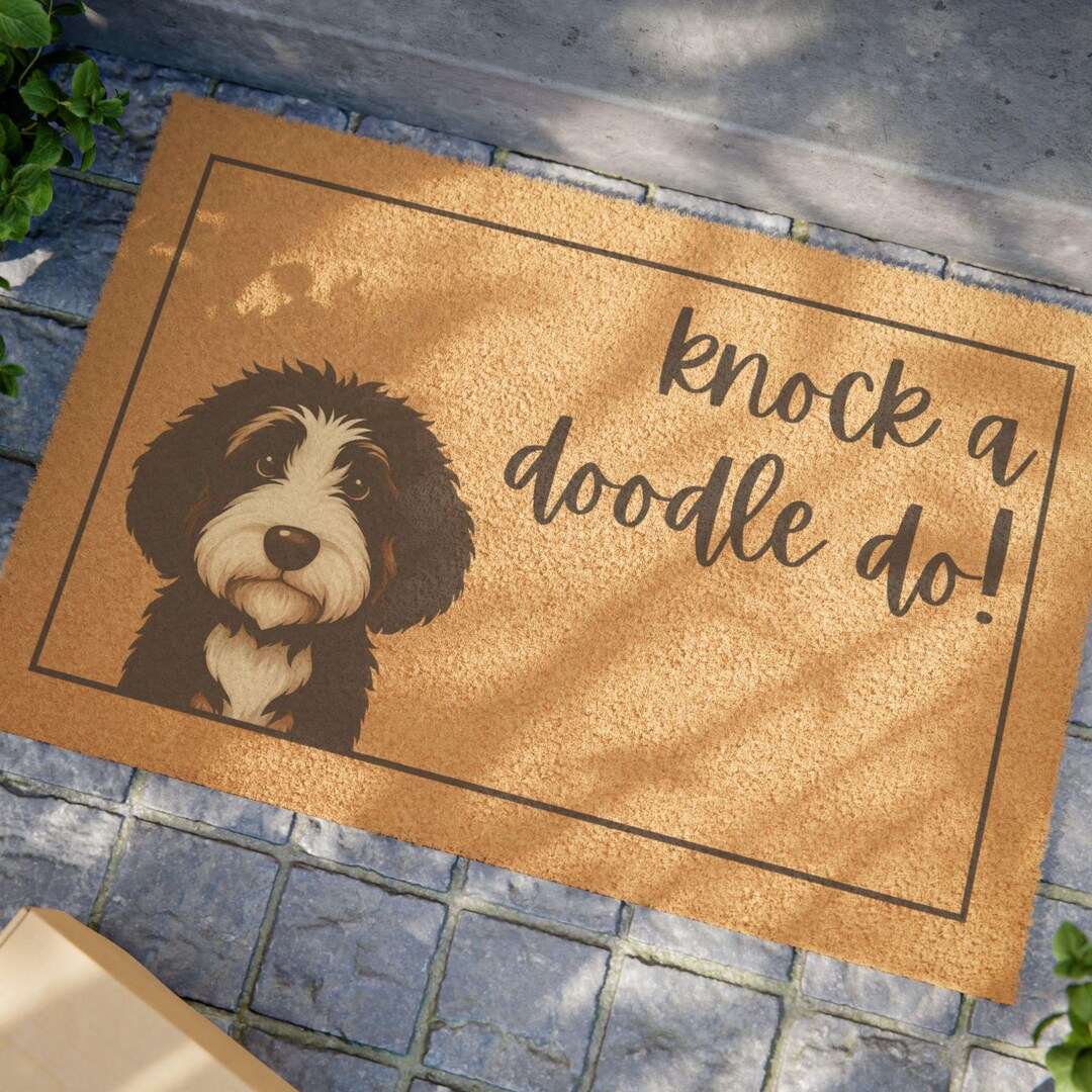 Bernedoodle Doormat: Fun Knock a Doodle Do Welcome Mat - Etsy
