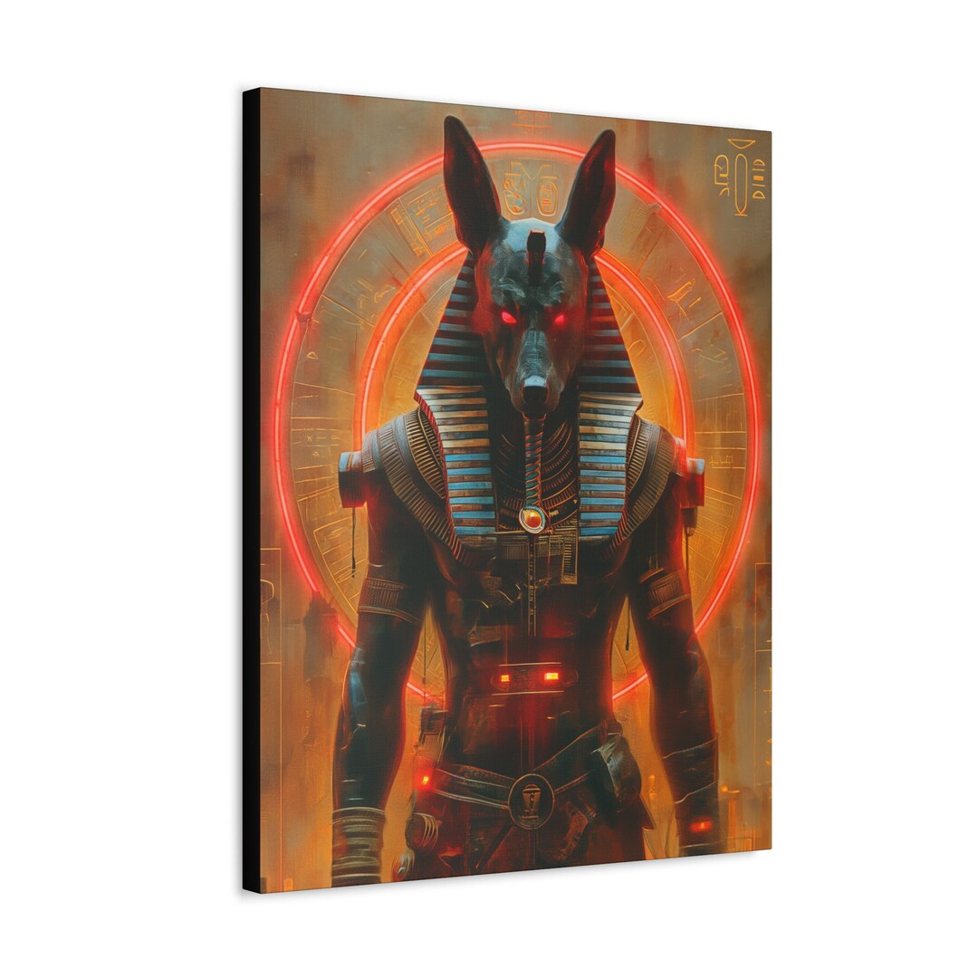 Neo-anubis: Sacred Tech Guardian Canvas - Etsy