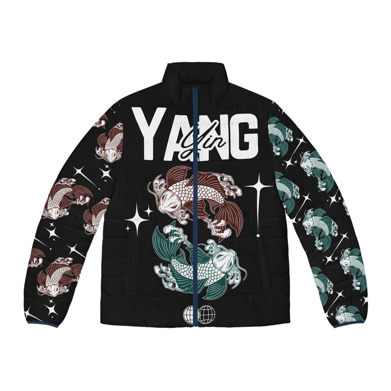 Yin Yang Koi Fish Puffer Jacket: Men's Streetwear Coat - Etsy