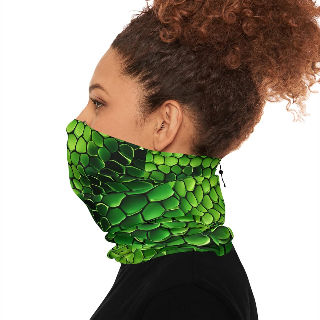 Neck Gaiter, Vibrant Green Snake Skin Design - Winter Outdoor Wear ...