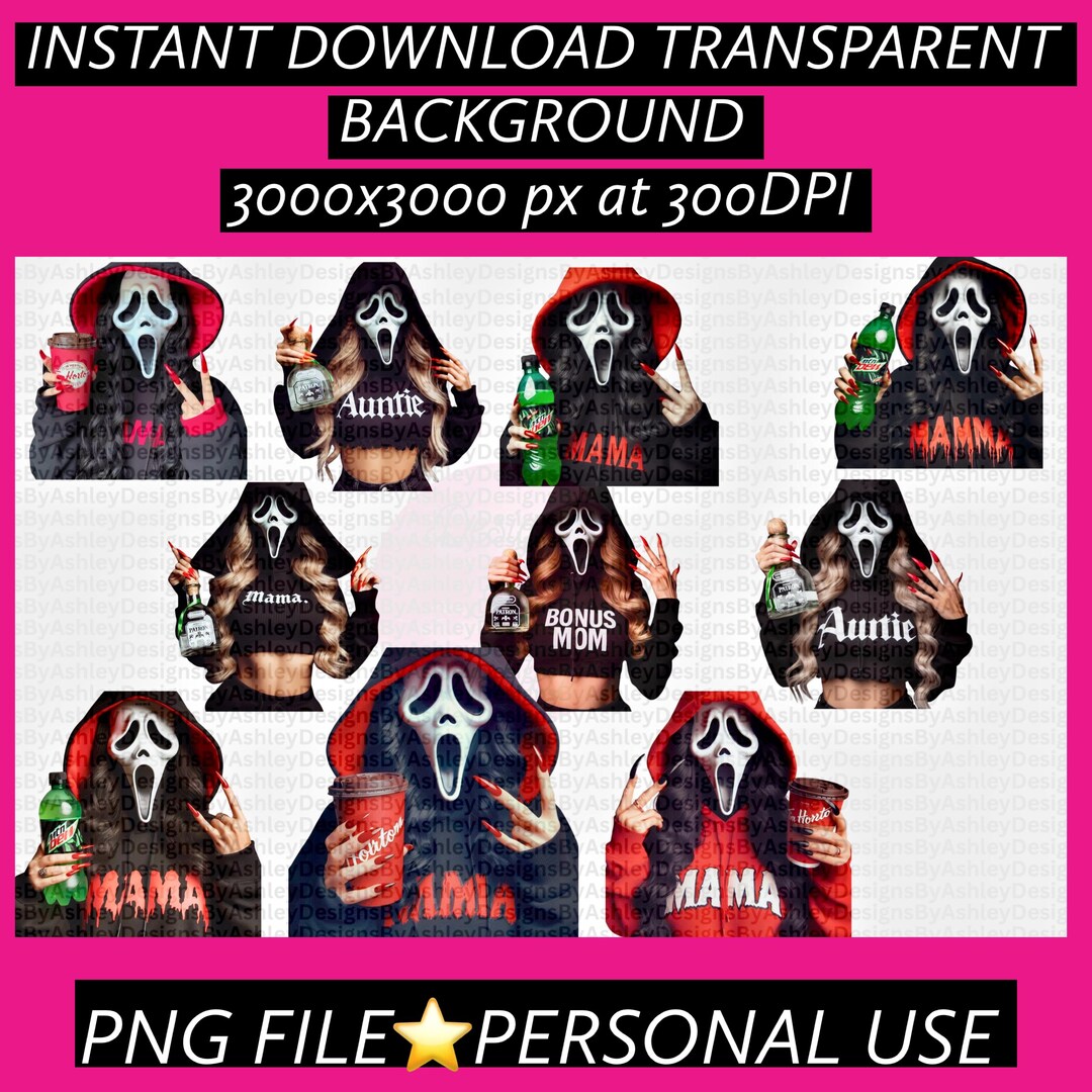 BUNDLE 115 Halloween Scream Mama Mom Daddy Auntie Kids Png Custom Mama ...