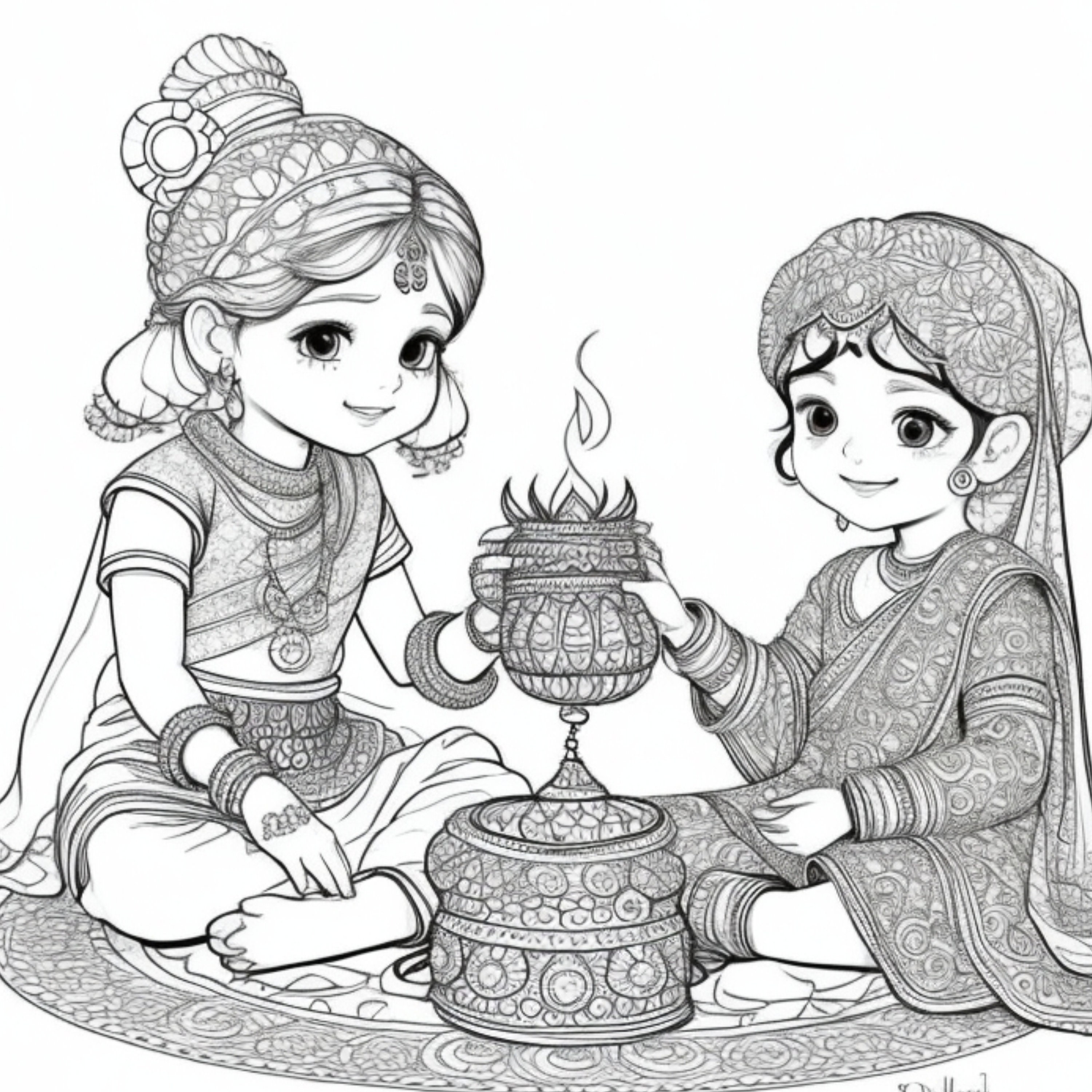 Diwali Coloring Page for Kids Kids Diwali Colouring Book - Etsy