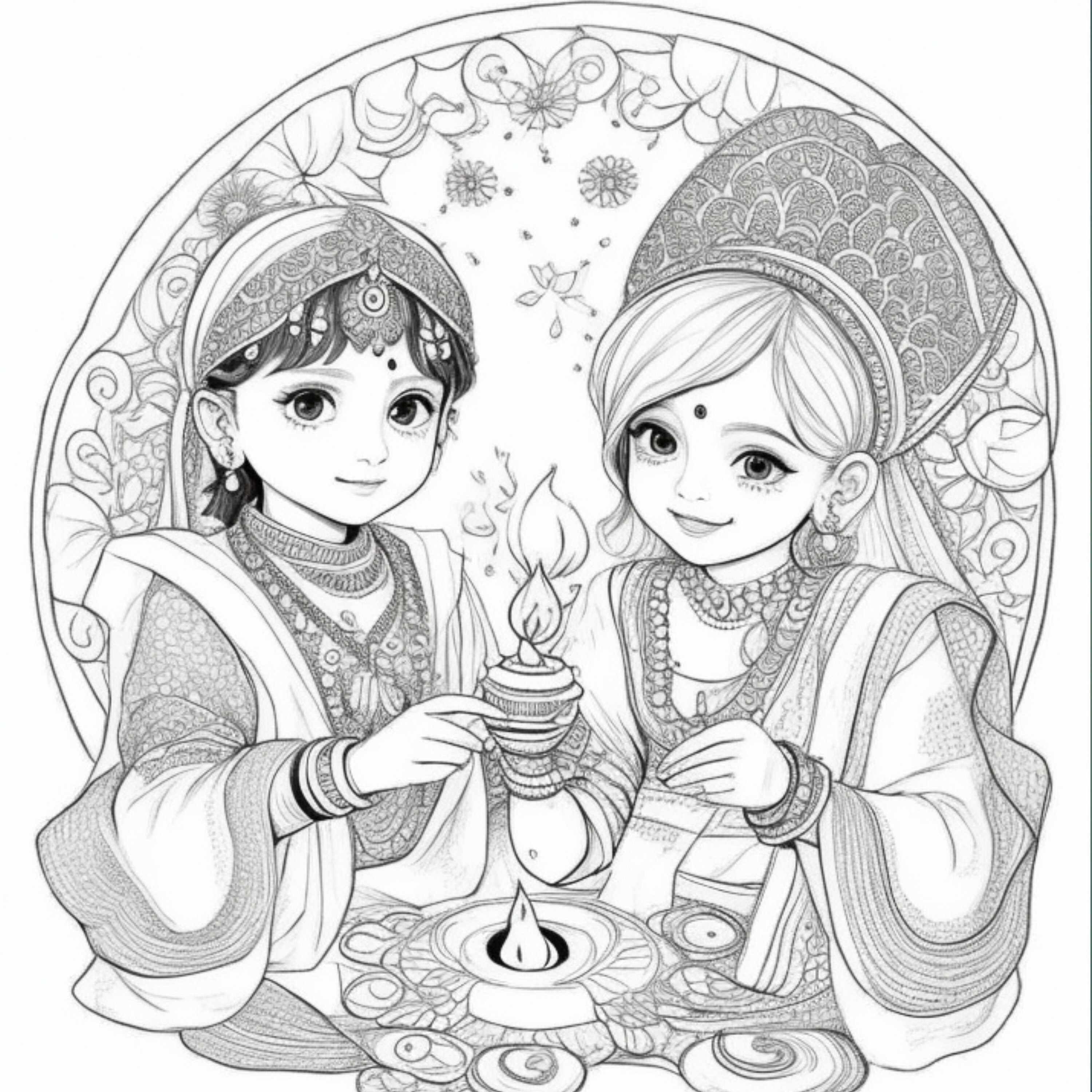 Diwali Coloring Page for Kids Kids Diwali Colouring Book - Etsy
