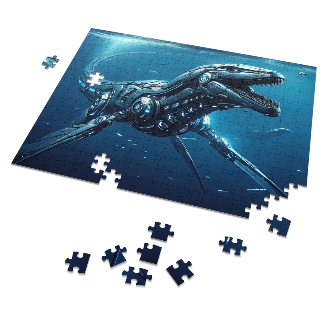 Cyber-saurus: Mosasaur Jigsaw Puzzle | Unique Futuristic Dinosaur (30 ...