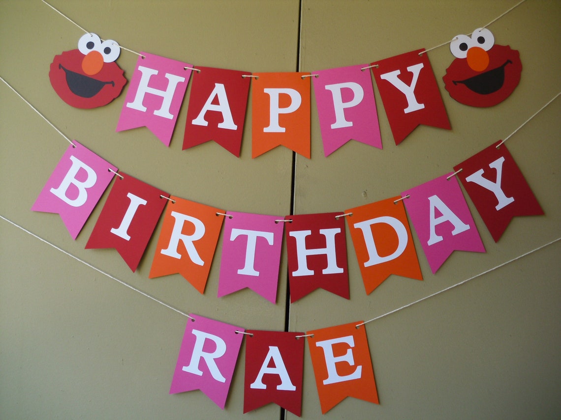 Street Friends Happy Birthday Banner, Girl's Red Monster Banner, Can Be ...