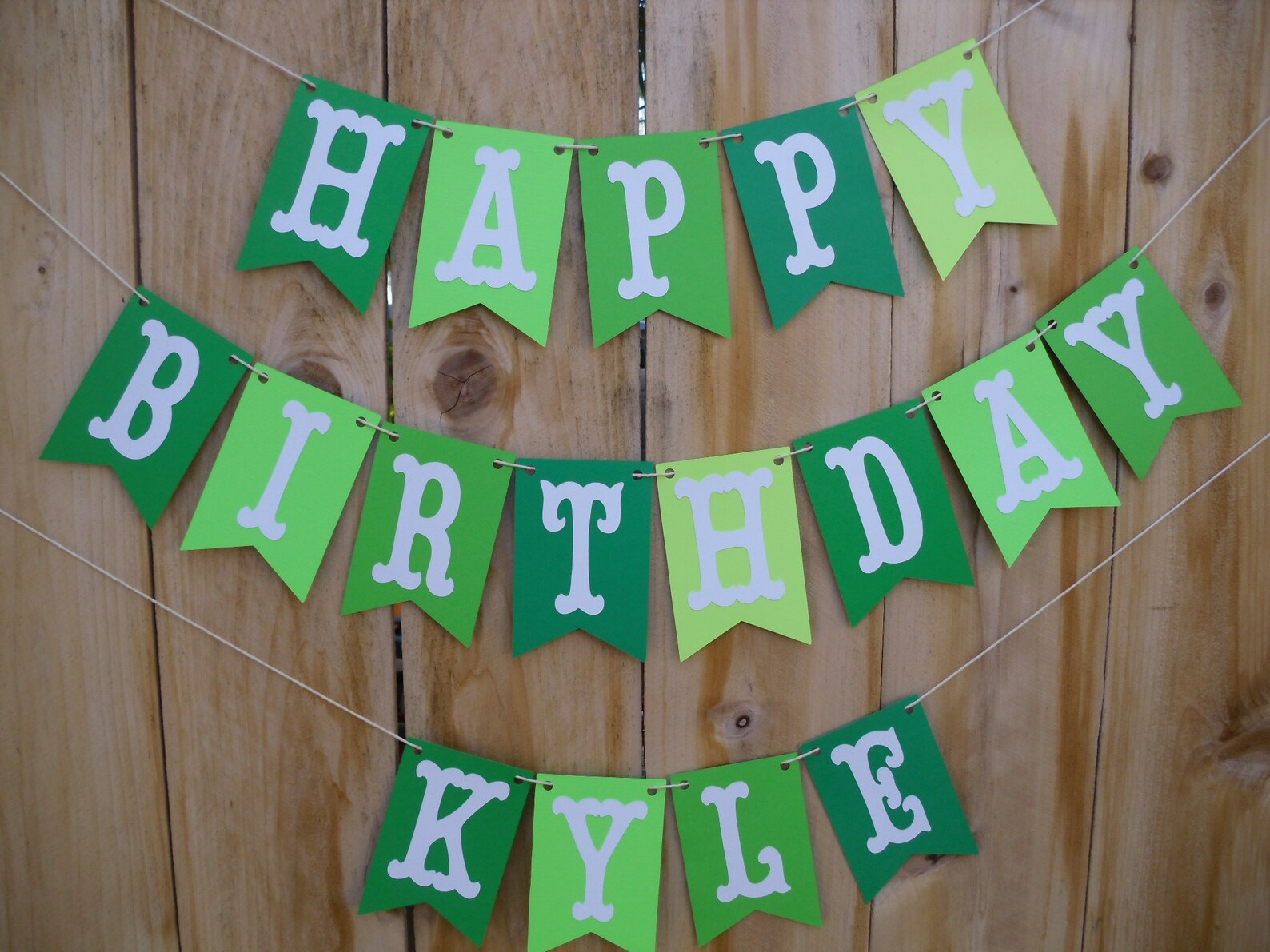 Shades of Green Happy Birthday Banner, Boy's Happy Birthday Banner ...