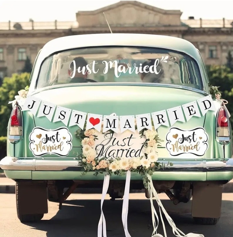 Just Married Banner, Get Away Car Banner, Wedding Send off Banner, Just ...