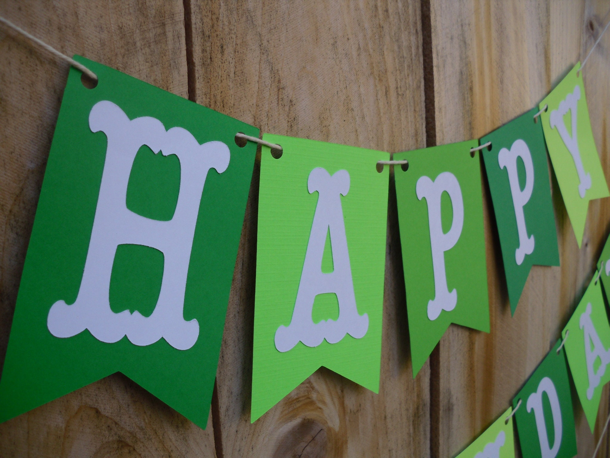 Shades of Green Happy Birthday Banner, Boy's Happy Birthday Banner ...
