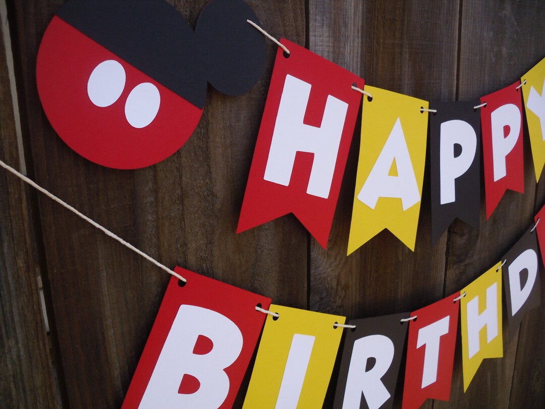 Mickey Mouse Happy Birthday Banner, Mickey Mouse Name Banner ...