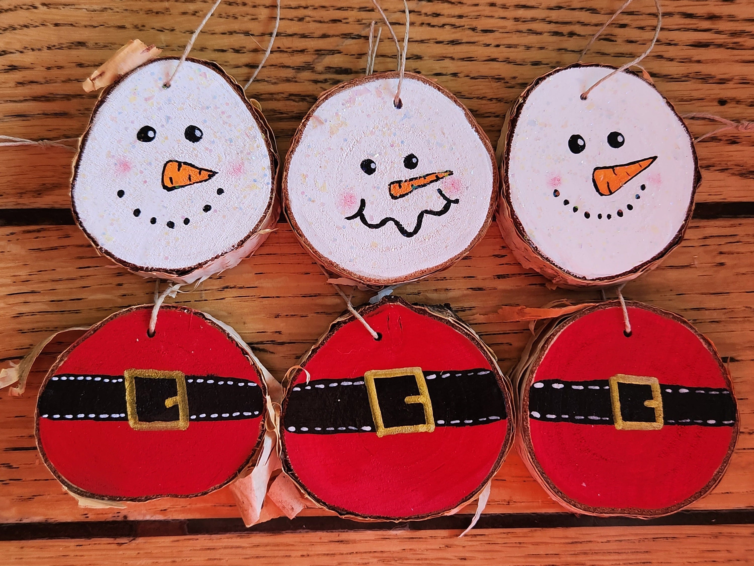 4 Christmas Ornaments Wood Slice Ornaments Nature Decorations Rustic ...