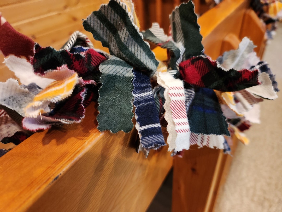 Rustic Rag Garland, Plaid Flannel Rag Garland, Banner, Fabric, 10ft - Etsy
