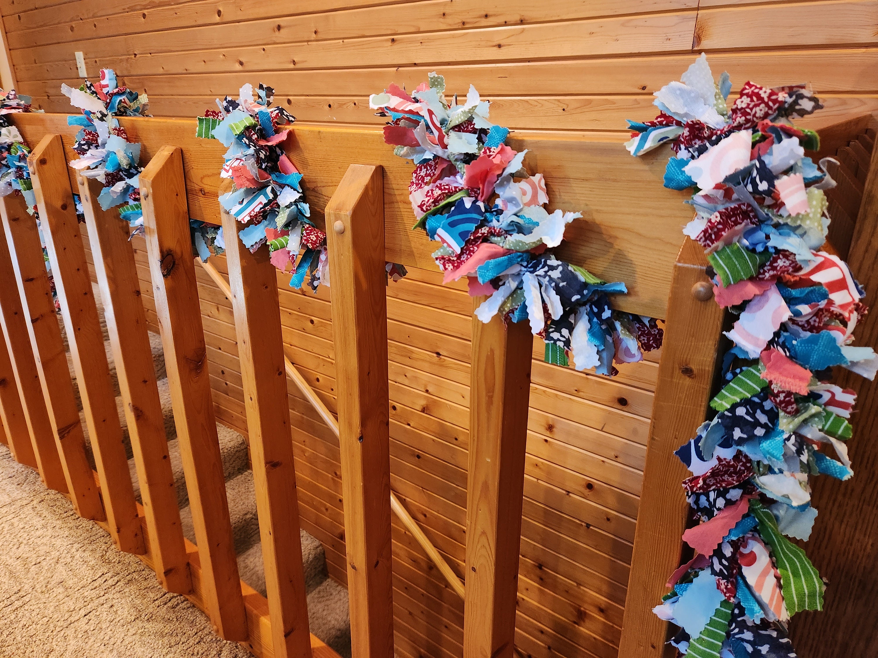Rag Tie Garland 10ft Rustic Scrap Fabric Fabric Banner Railing Garland ...