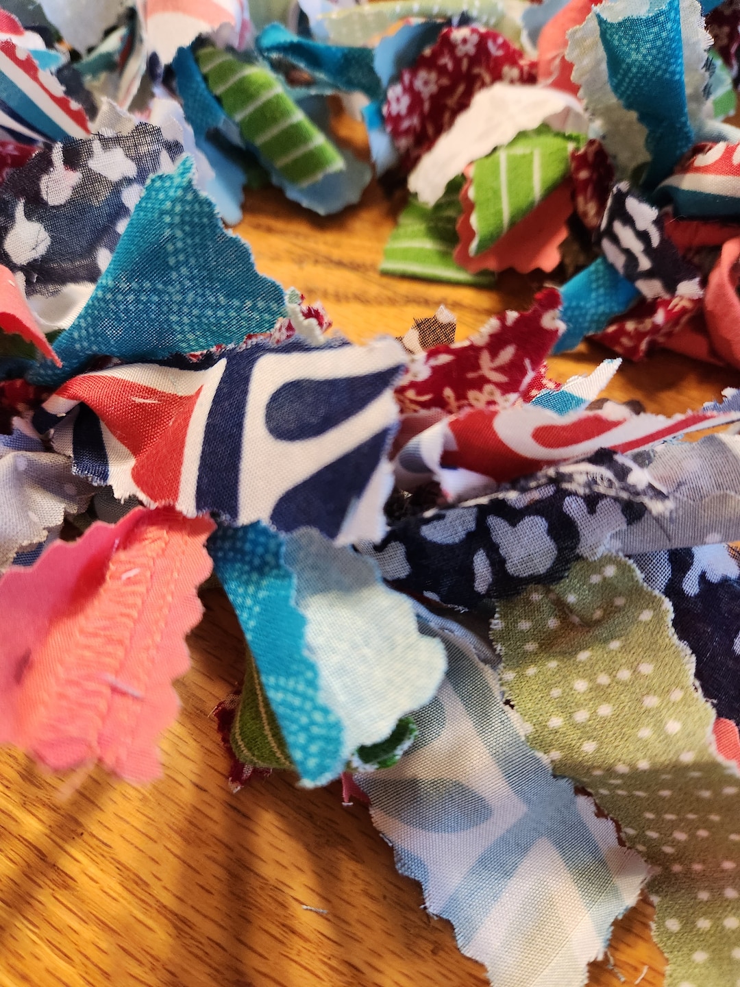 Rag Tie Garland 10ft Rustic Scrap Fabric Fabric Banner Railing Garland ...