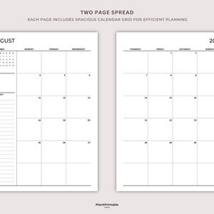 2025 Monthly Planner Printable: Two Page Layout (a4/a5/letter/half/hp ...