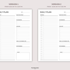 24 Hour Daily Planner Printable, Daily Hourly Planner, Everyday Planner ...