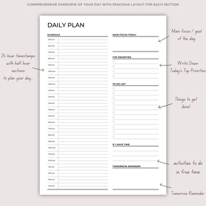24 Hour Daily Planner Printable, Daily Plan on 2 Pages, Day on 2 Page ...