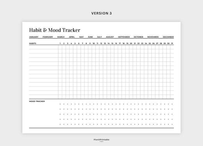 Monthly Habit and Mood Tracker: Printable Fillable Journal (digital ...