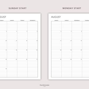 2025 Monthly Planner Printable, Dated Month on 2 Pages Lined, Monthly ...