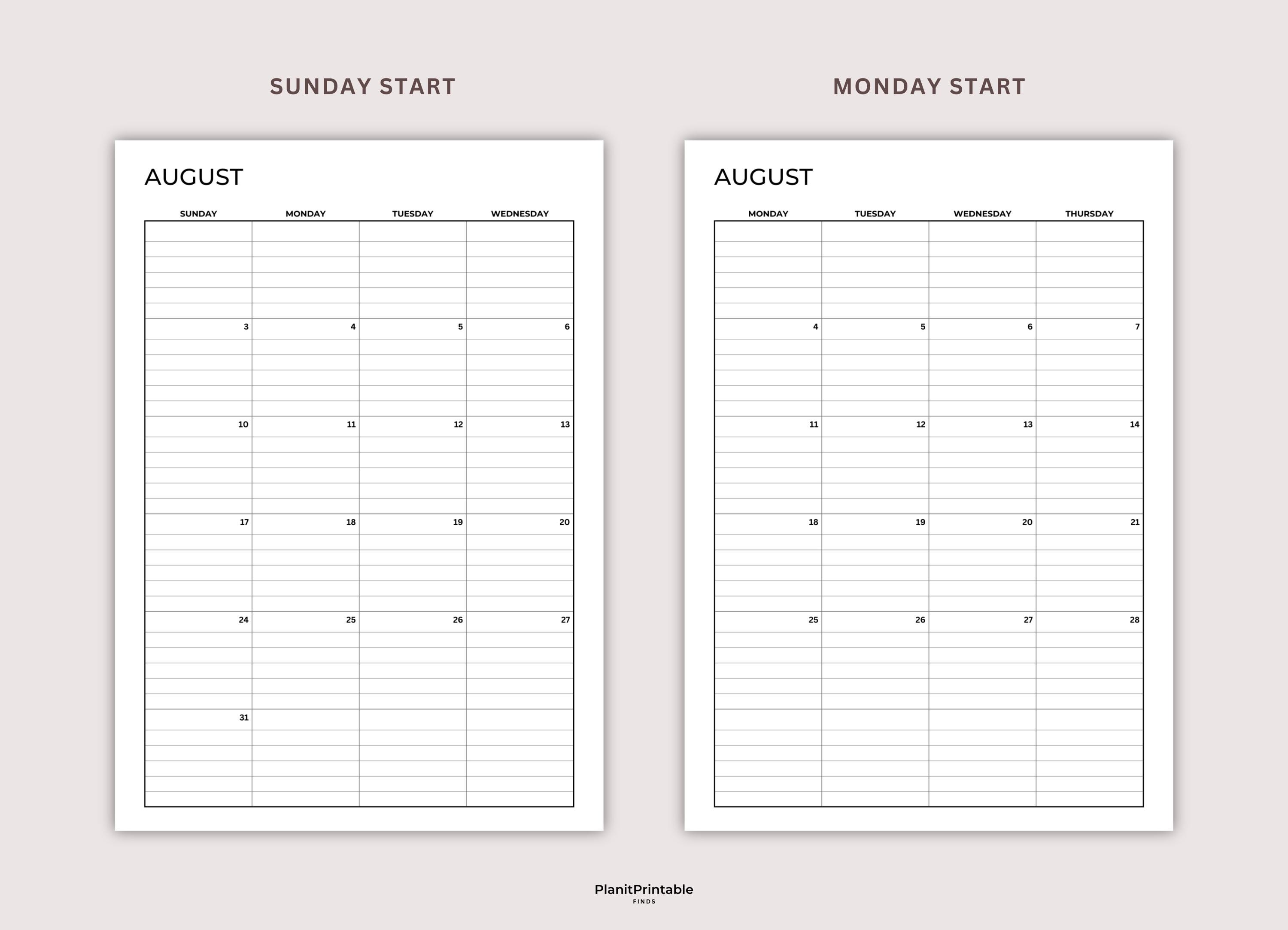 2025 Monthly Planner Printable, Dated Month on 2 Pages Lined, Monthly ...