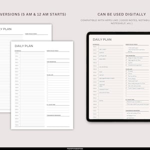 24 Hour Daily Planner Printable, Daily Plan on 2 Pages, Day on 2 Page ...