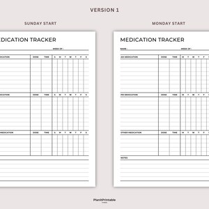 Weekly Medication Tracker Printable: Dosage Log (digital Download) - Etsy